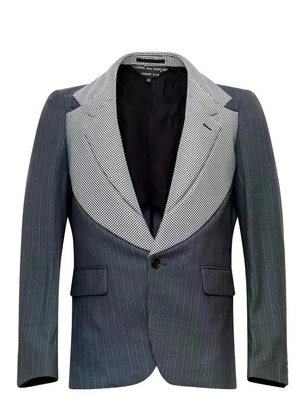 Comme Des Garçons Pinstripe Houndstooth-panel Blazer - Grey