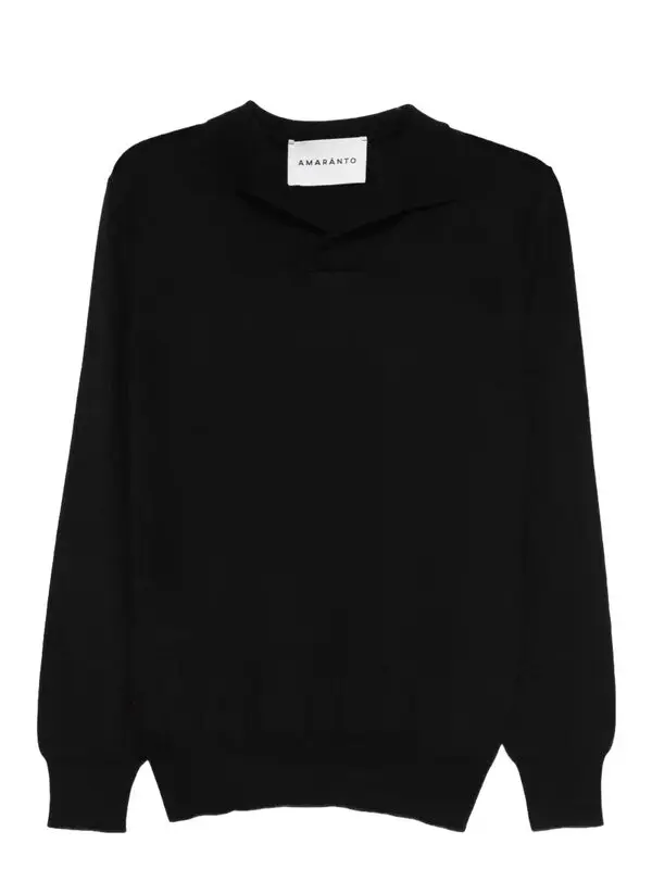AMARANTO Long-sleeve V-neck Sweater - Black