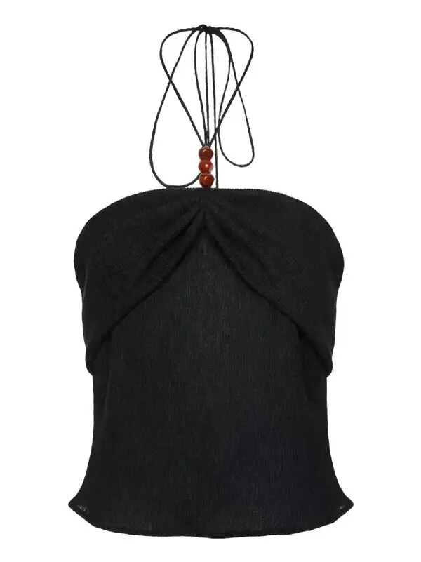 Magda Butrym Beaded Halterneck Top - Black