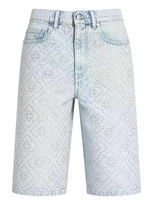 Casablanca Rhinestone-embellished Monogram Shorts - Blue