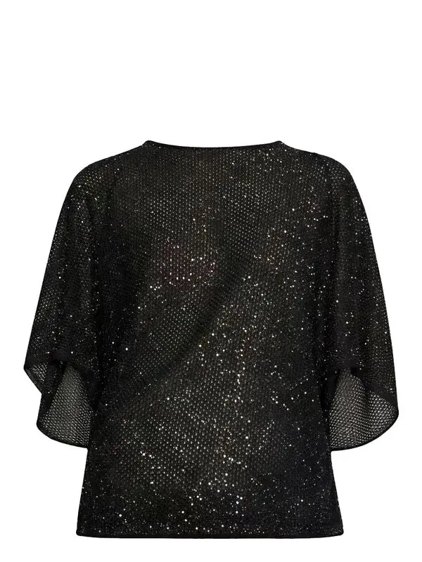 CIRCUS HOTEL Sequin-embellished Open-knit Top - Black