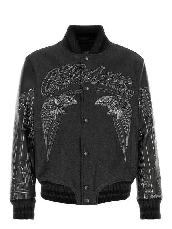 Off-White Embroidered Bomber Jacket - Black