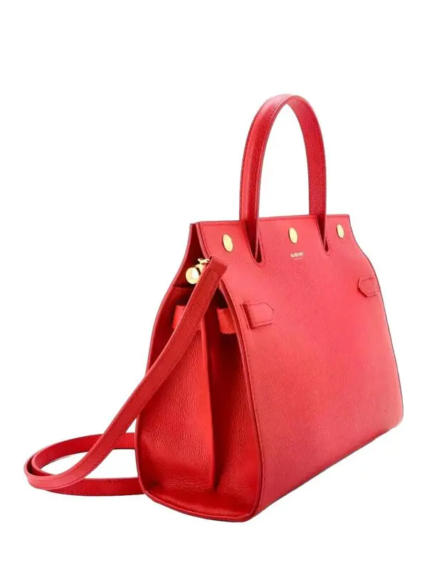 Burberry Medium Leather Top Handle Satchel - Red