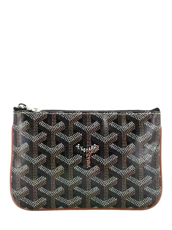 Goyard Senat Zip Pouch Coated Canvas Mini Clutch Bag - Brown