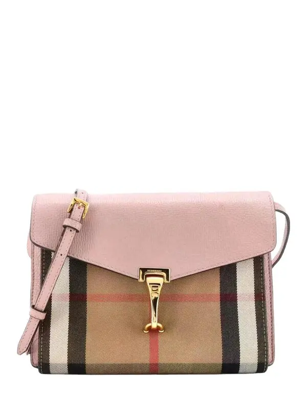 Burberry Macken Leather And House Check Canvas Crossbody Bag - Pink