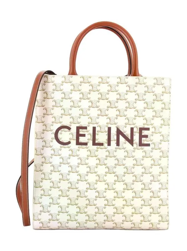 Celine Vertical Cabas Triomphe Coated Canvas Small Tote Bag - Neutrals