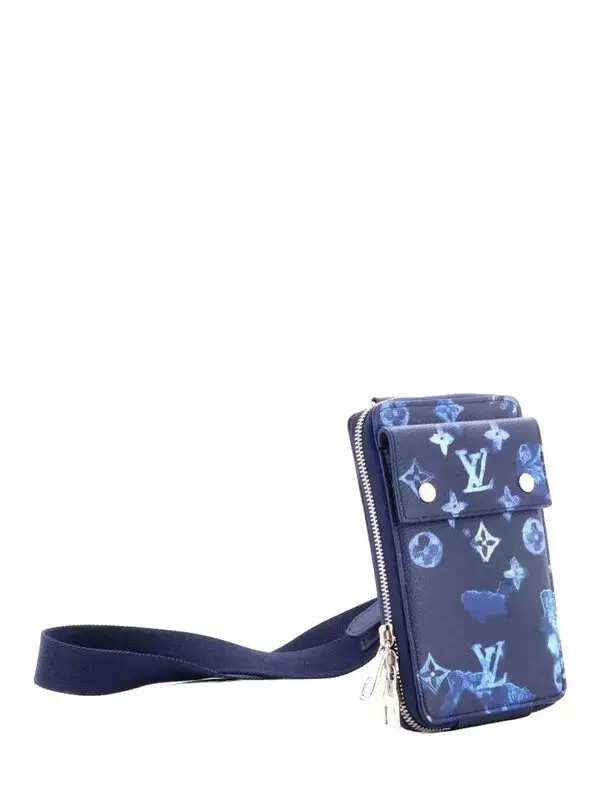 LOUIS VUITTON Monogram Ink Watercolor Leather Phone Pouch Crossbody Bag - Blue