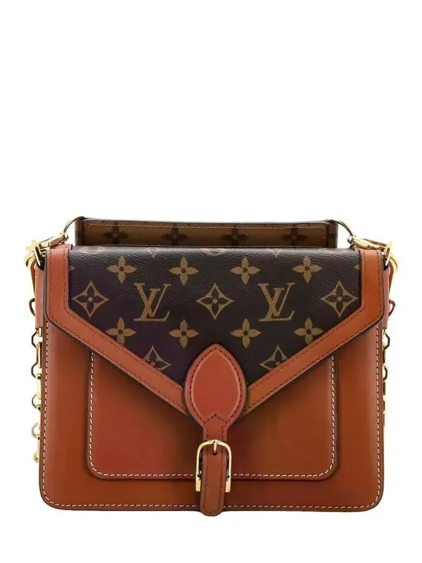LOUIS VUITTON Biface Handbag Leather And Reverse Monogram Canvas Shoulder Bag - Brown