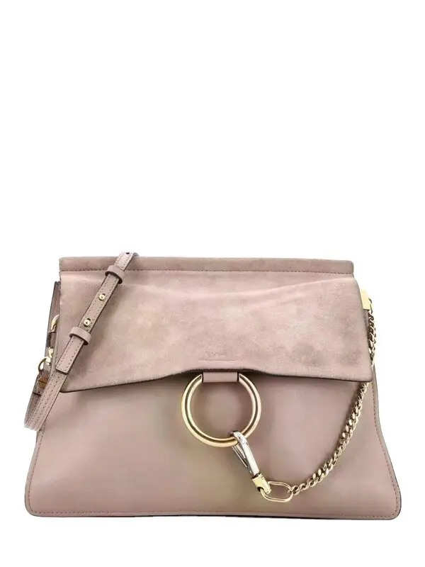 Chloé Faye Leather And Suede Medium Shoulder Bag - Neutrals