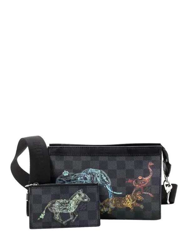 LOUIS VUITTON Gaston Wearable Wallet Limited Edition Wild Animals Damier Graphite Crossbody Bag - Black