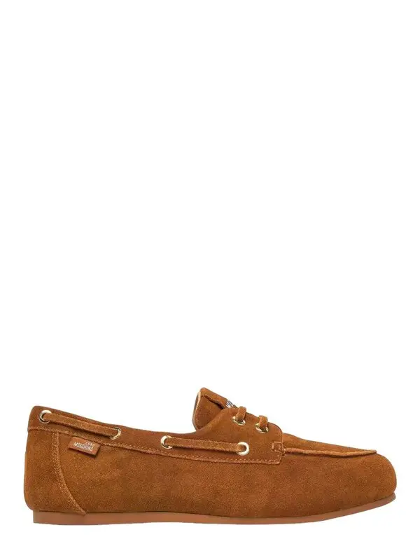 Moschino Suede Faux Lace-up Loafers - Brown