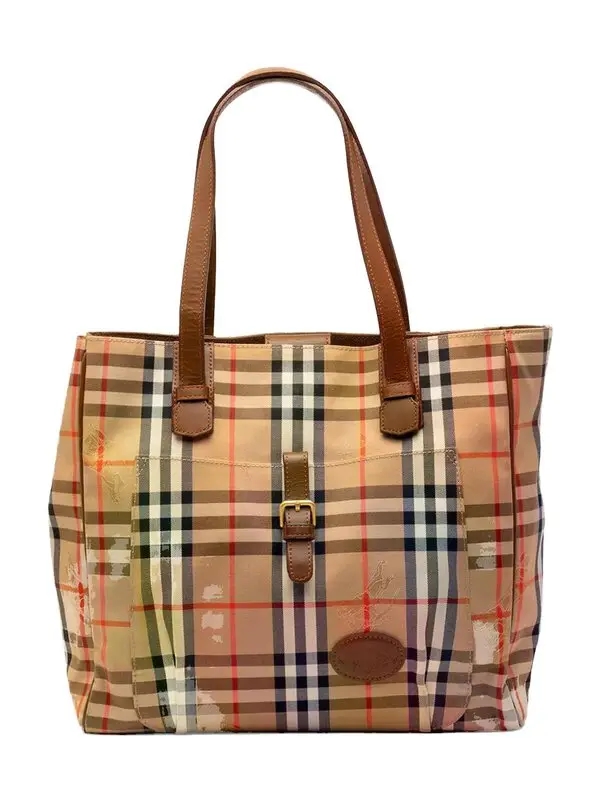 Burberry Haymarket Check Canvas Tote Bag - Neutrals