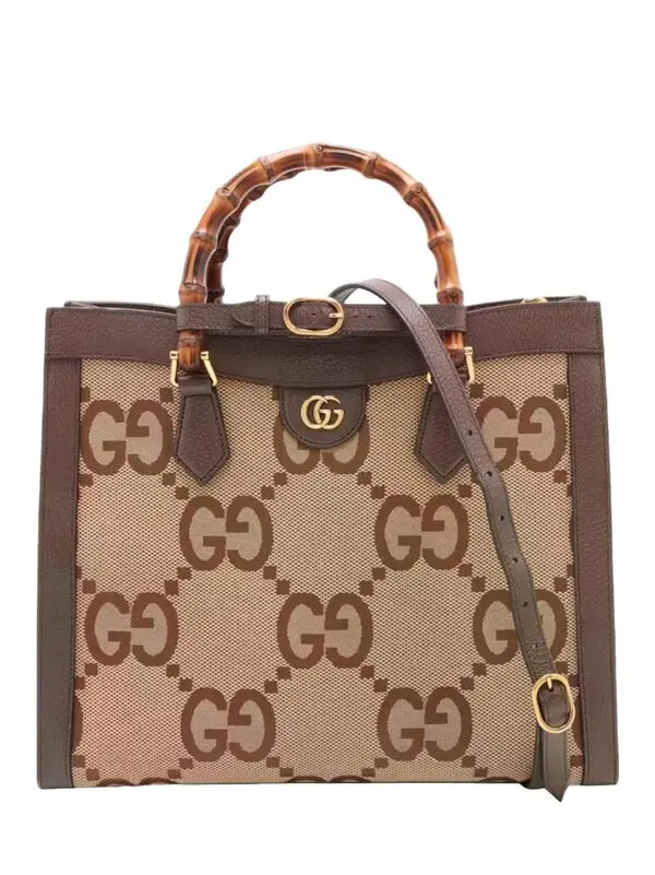 Gucci Gg Canvas Bamboo Diana Tote Satchel - Brown