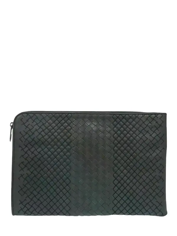 Bottega Veneta Nappa Intreccio Imperatore Zip Clutch Bag - Grey