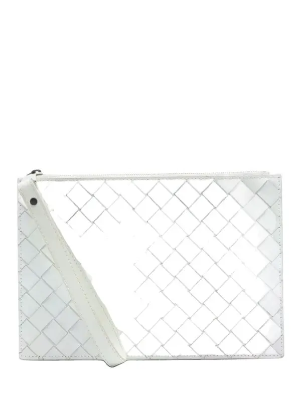 Bottega Veneta 2012-2026 Leather Intrecciato Clutch Bag - White