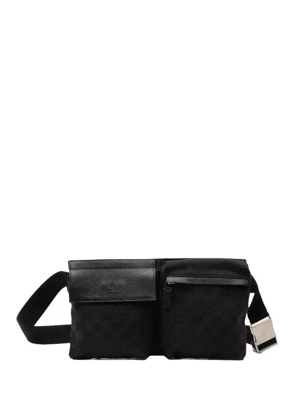 Gucci Gg Canvas Double Pocket Belt Bag - Black