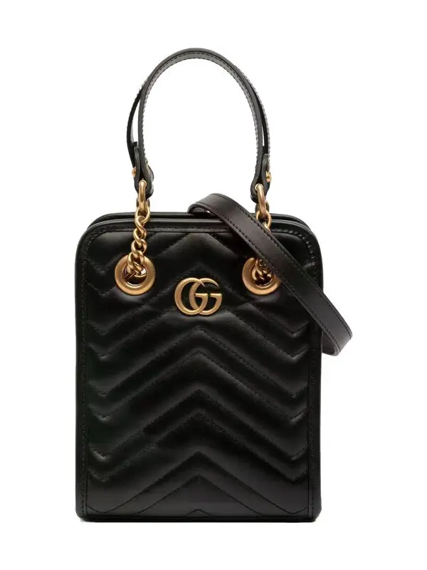 Gucci Mini Gg Marmont Matelasse Leather Satchel - Black