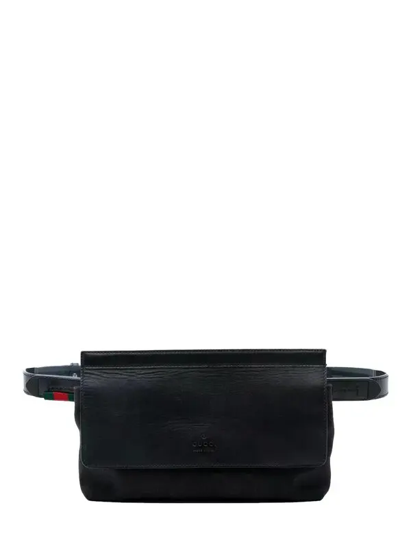 Gucci Gg Canvas And Leather Web Belt Bag - Black