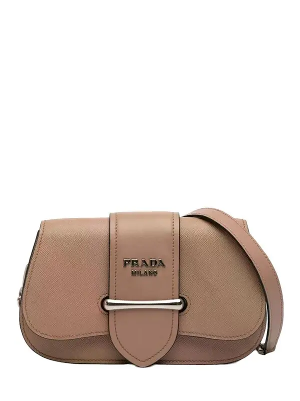 Prada Saffiano And City Calf Sidonie Crossbody Bag - Brown