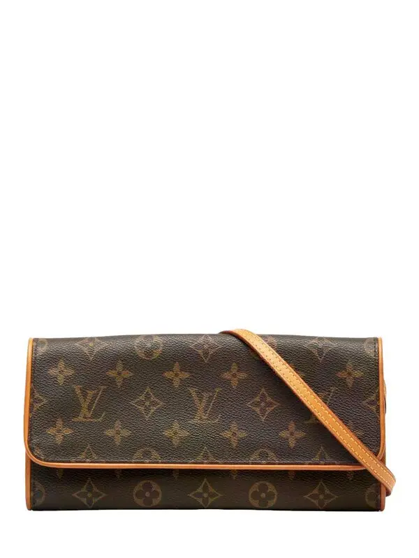 LOUIS VUITTON 2000 Monogram Pochette Twin Gm Crossbody Bag - Brown