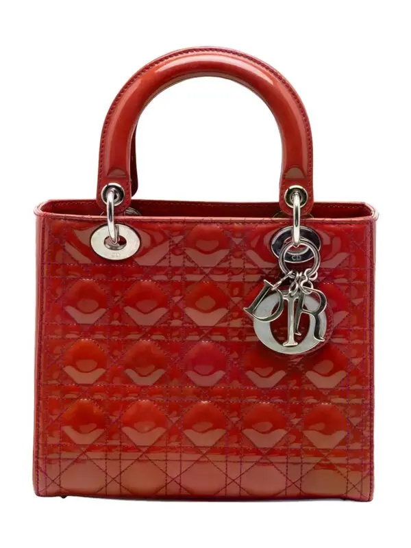 Dior 2010 Medium Patent Cannage Lady Satchel - Red
