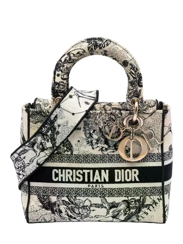 Dior 2021 Medium Zodiac Lady D-lite Satchel - White