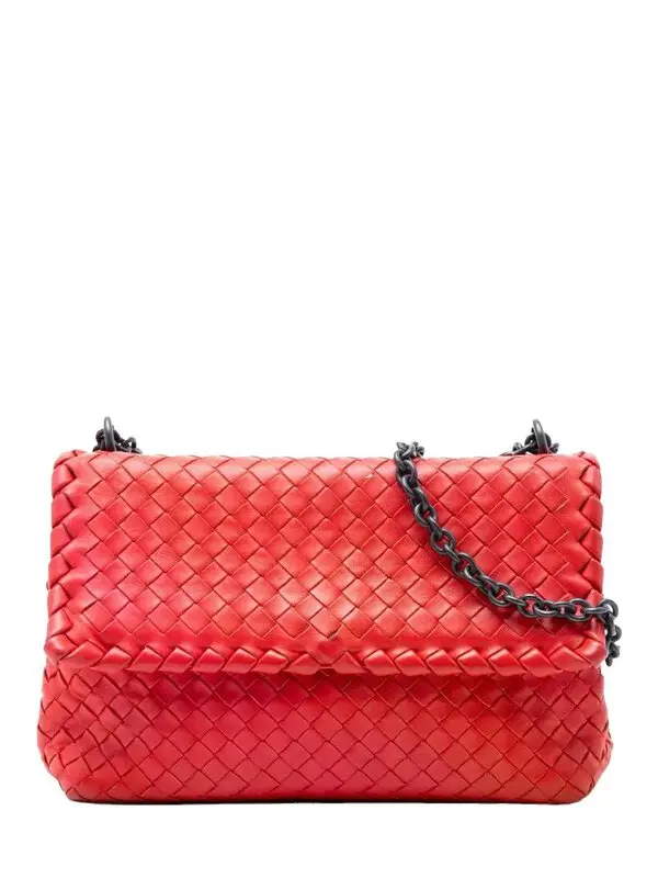 Bottega Veneta Small Nappa Intrecciato Olimpia Shoulder Bag - Red