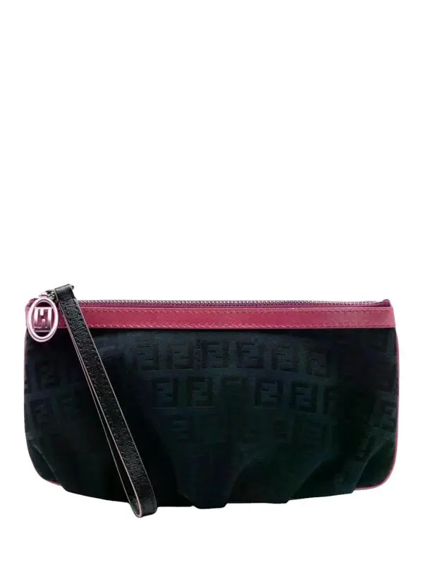 Fendi Zucchino Canvas Pouch - Black