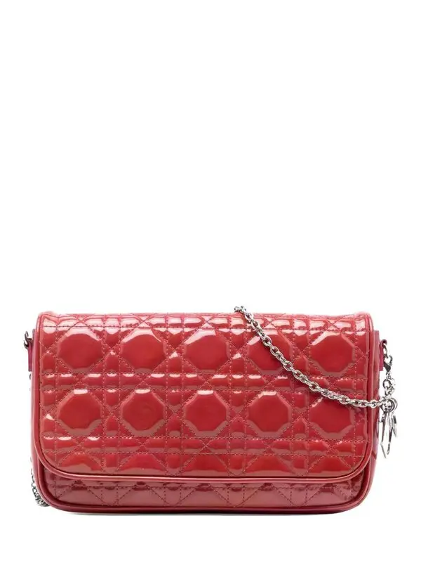 Dior 2011 Patent Cannage Lady Wallet On Chain - Red
