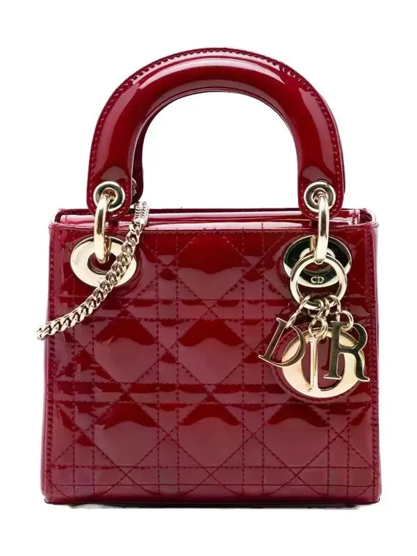 Dior 2017 Mini Patent Cannage Lady Satchel - Red