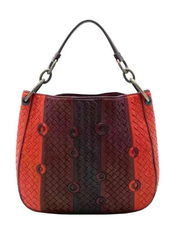 Bottega Veneta Nappa Intrecciato Grommet Loop Hobo Bag - Red
