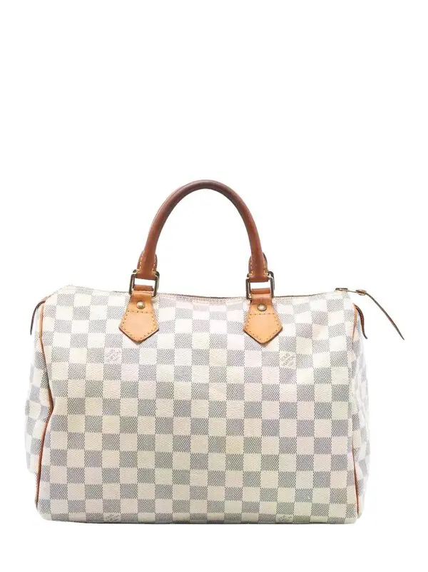 LOUIS VUITTON 2008 Damier Azur Speedy 30 Boston Bag - White