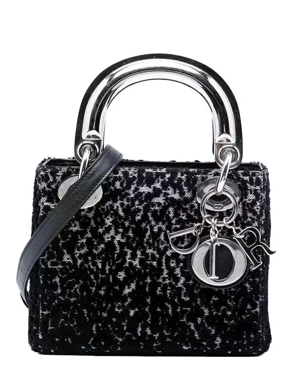 Dior 2014 Mini Fabric Lame Lady Satchel - Black