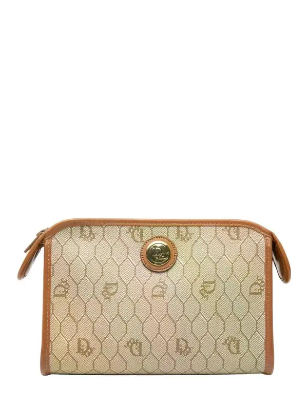 Dior 20th Century Honeycomb Coated Canvas Pouch - Neutrals