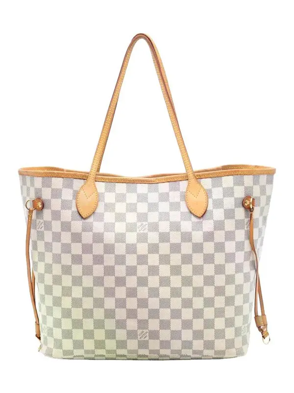 LOUIS VUITTON 2010 Damier Azur Neverfull Mm Tote Bag - White