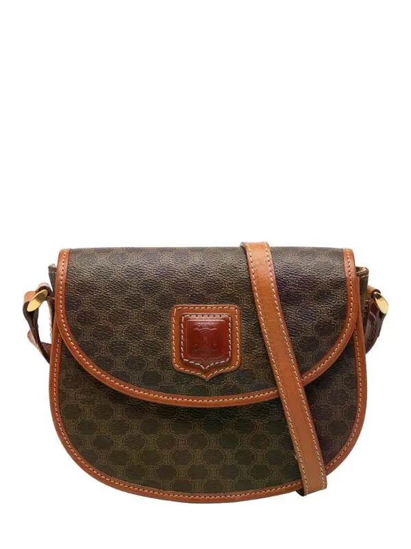 Celine 2008 Macadam Coated Canvas Crossbody Bag - Brown