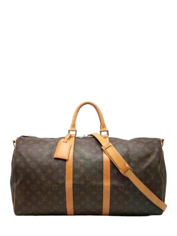 LOUIS VUITTON 1993 Monogram Keepall Bandouliere 55 Travel Bag - Brown
