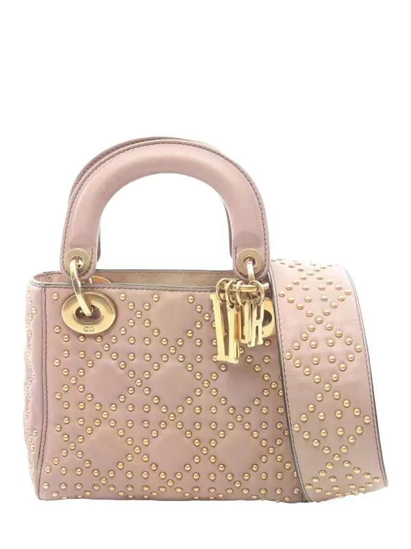 Dior Mini Lambskin Cannage Studded Lady Satchel - Pink
