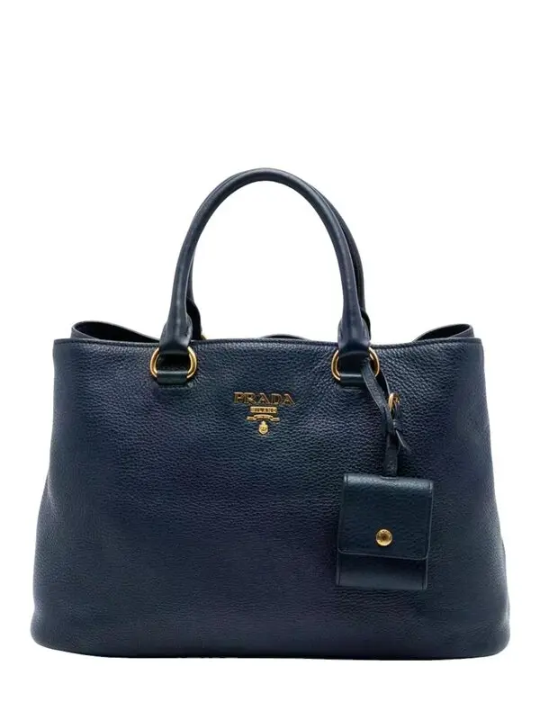 Prada Vitello Daino Convertible Tote Satchel - Blue