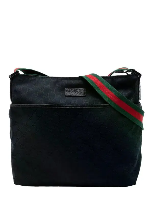 Gucci Gg Canvas Web Crossbody Bag - Black