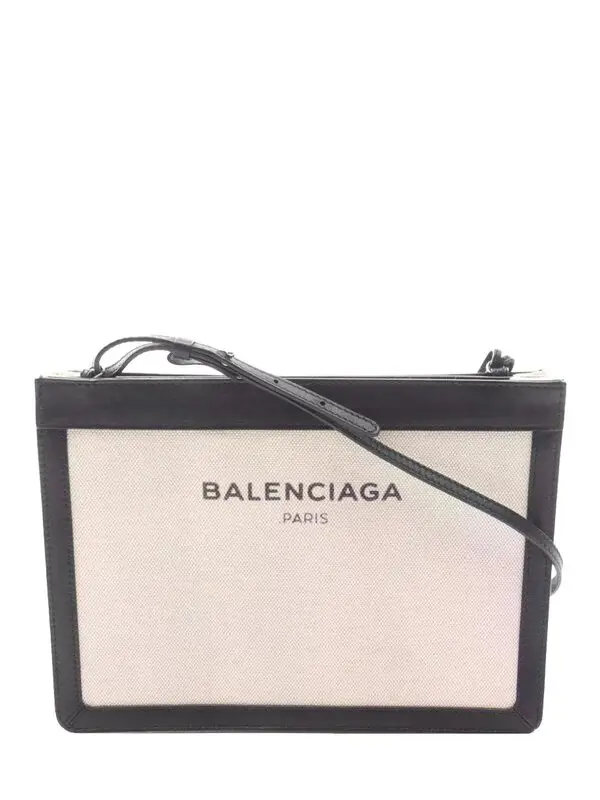 Balenciaga Canvas Navy Pochette Crossbody Bag - Neutrals