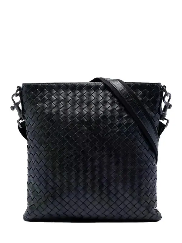 Bottega Veneta Woven Leather Crossbody Bag - Black