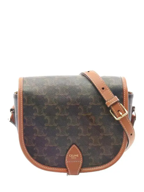 Celine Medium Triomphe Coated Canvas Folco Crossbody Bag - Brown