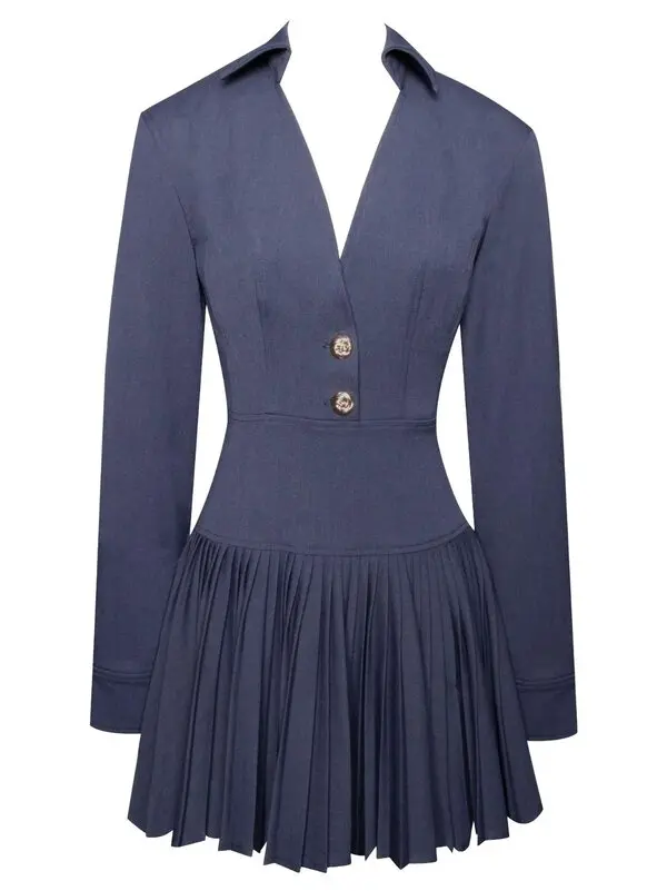 MISS CIRCLE NEW YORK Valarie Pleated Mini Dress - Blue