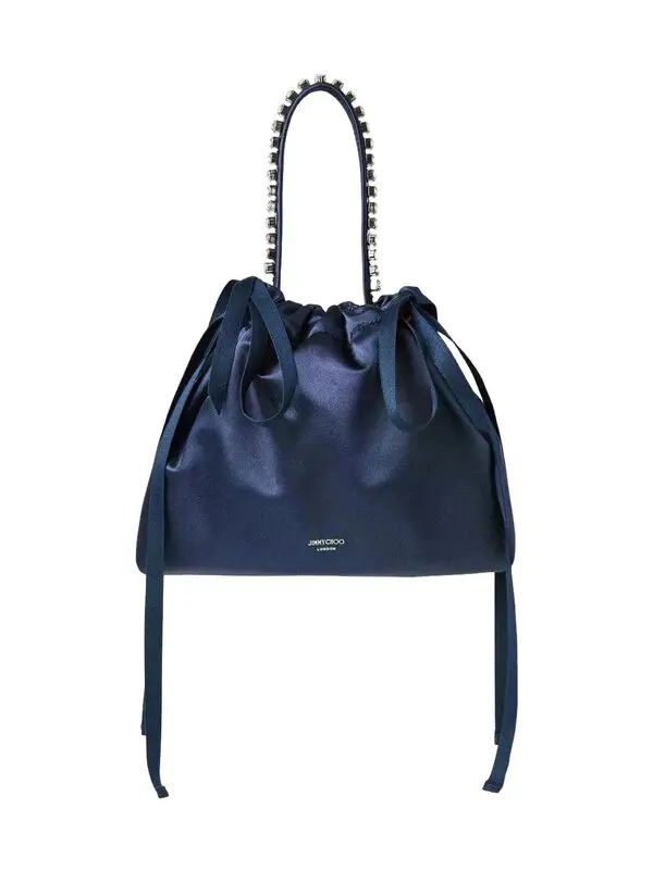 JIMMY CHOO Mini Crystal Drawstring Top-handle Shoulder Bag - Blue