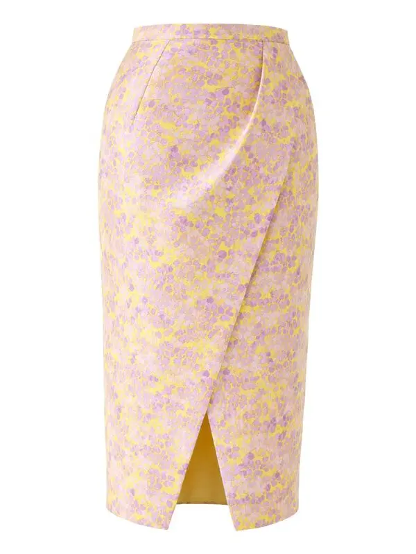 EXQUISE Floral Wrap Skirt - Purple/yellow