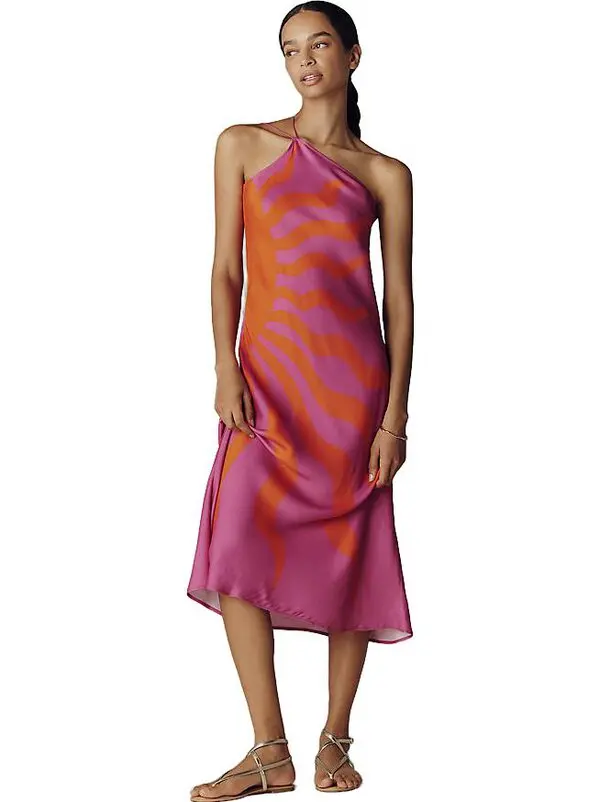 Farm Rio X One-shoulder Midi Slip Dress - Golden Sun