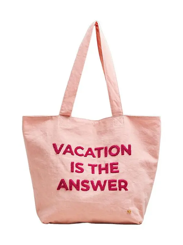 PQ SWIM Vacation Script Tote Bag - Blush Pink
