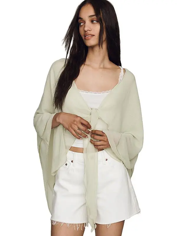 Anthropologie Sheer Layered Poncho Top - Citron