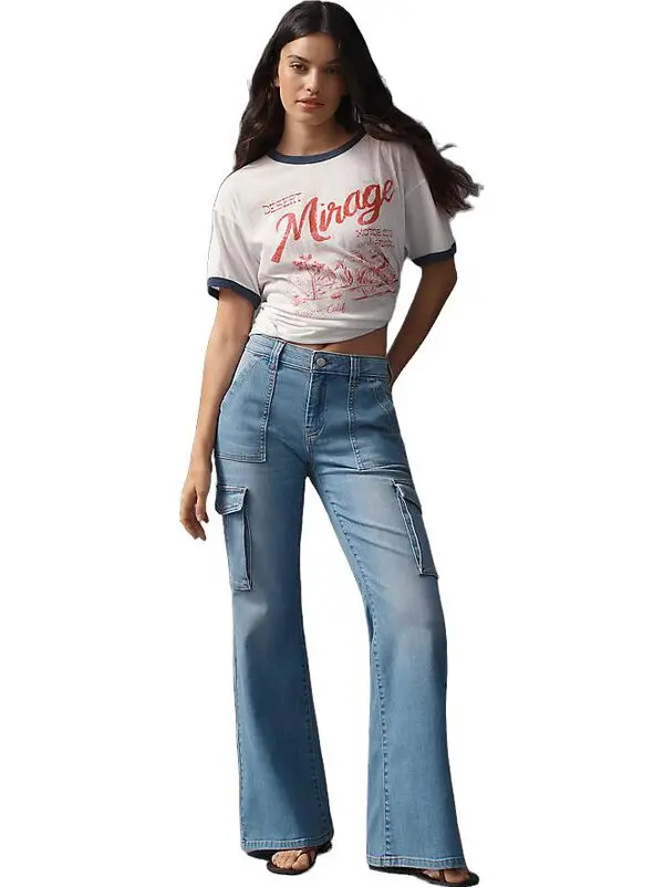 PILCRO Relaxed Mid-rise Cargo Jeans - Light Denim